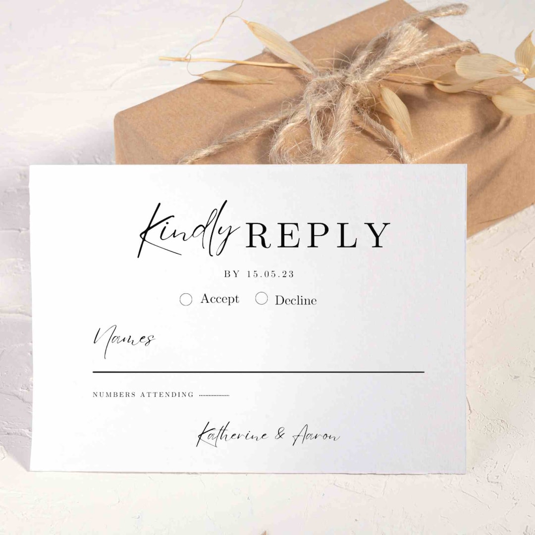 Modern Minimalist RSVP Wedding Card Template, Kindly Reply Card ...