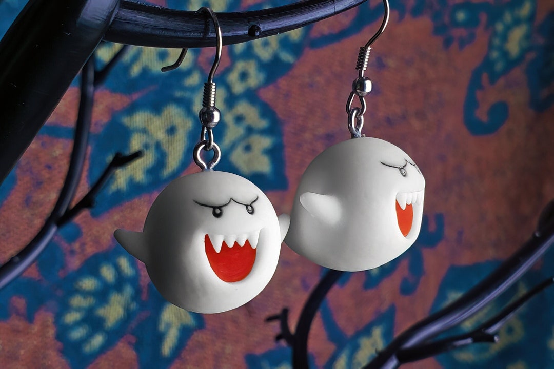 Ghost Mario Boo Earrings - Mario Birthday Gift - Halloween Ghost ...
