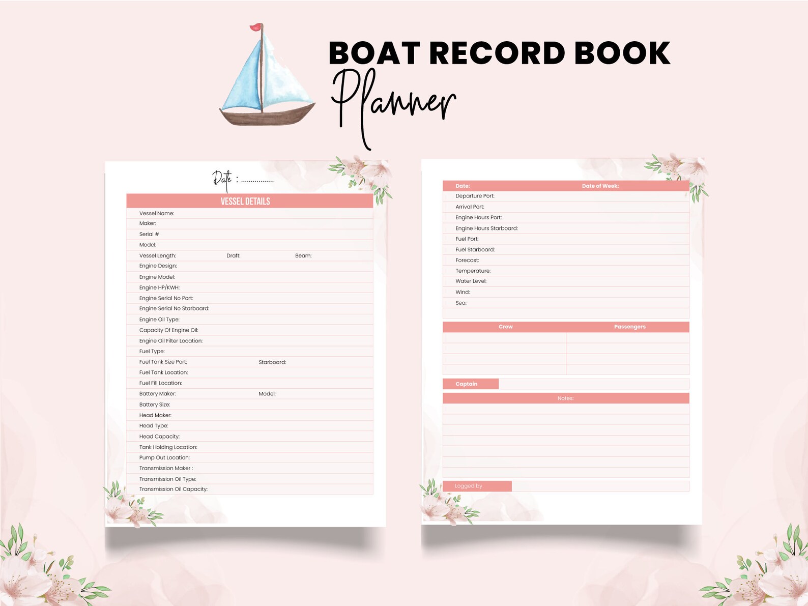 PRINTABLE Boat Log Book Template Captain Log Printable | Etsy