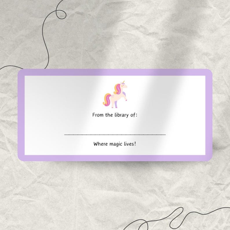 Editable Unicorn-themed Book Label Template – Custom Canva Design for ...