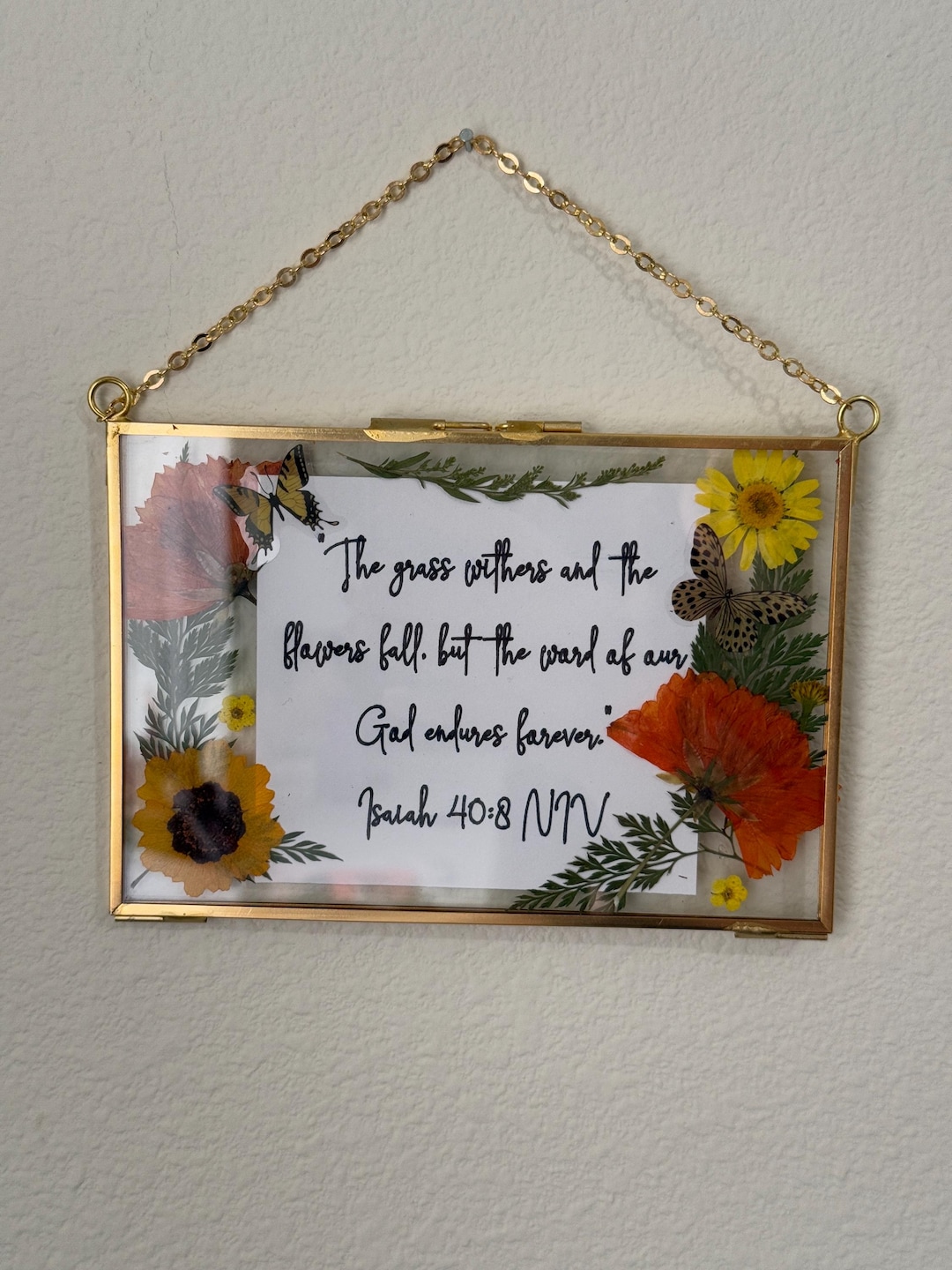 Christian Wall Art | Pressed Flower Bible Verse Frame | Dried Flower ...