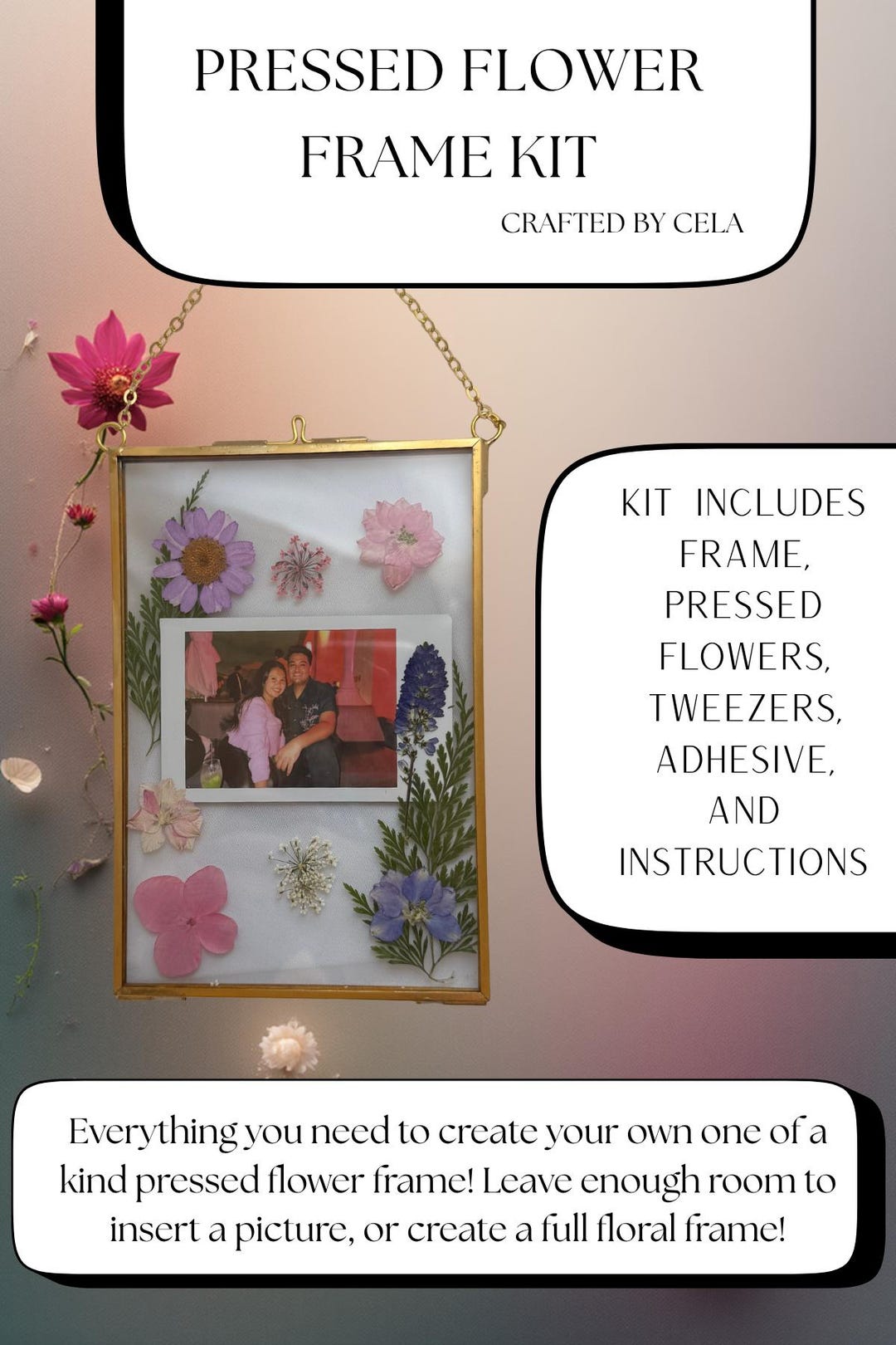 DIY Pressed Flower Polaroid Frame Kit | Girls Night Activity - Etsy