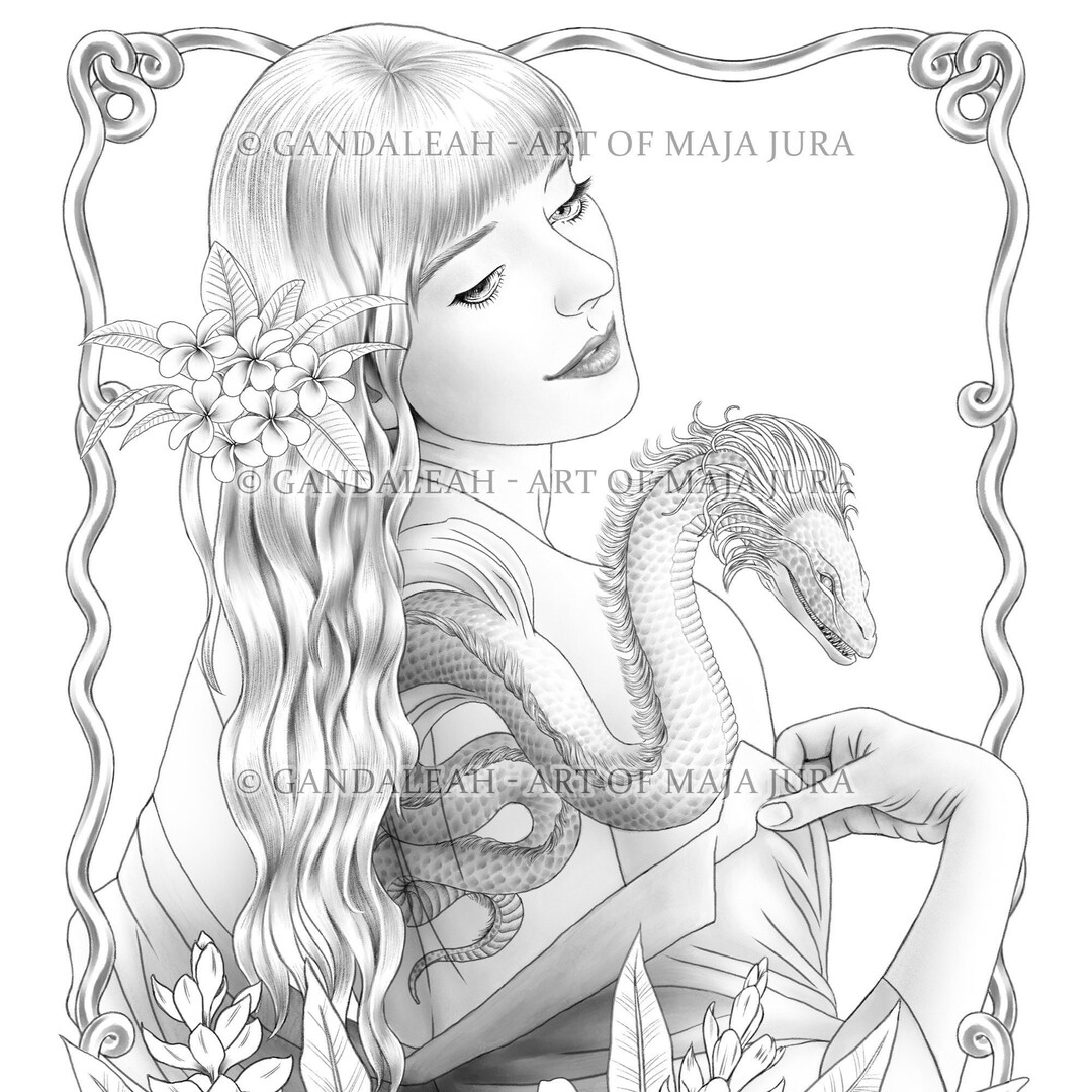 The Summoner Gandaleah Coloring Pages Printable Adult Women Fantasy ...