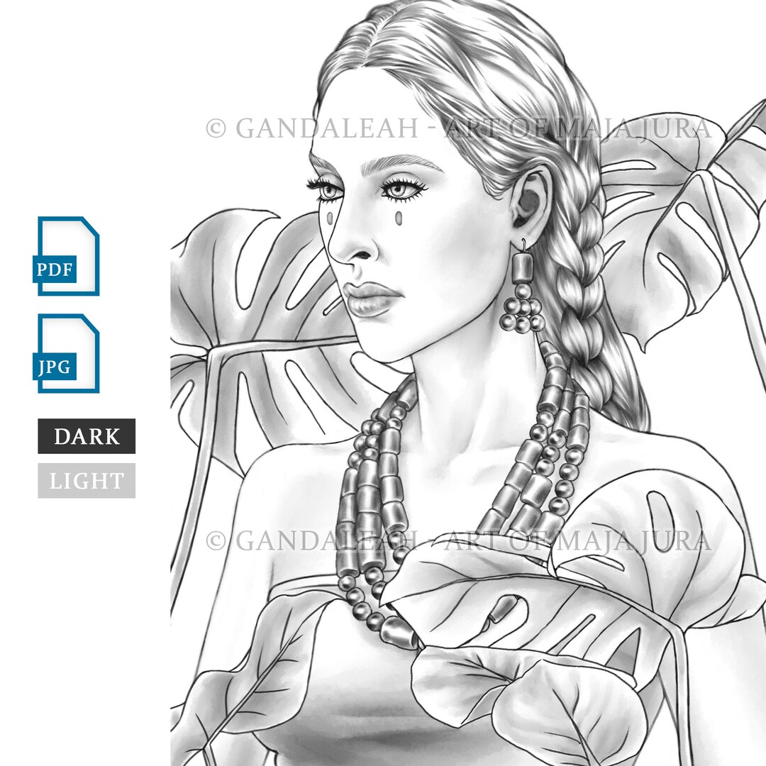 Marsala Gandaleah Coloring Pages Printable Adult Women Portrait ...