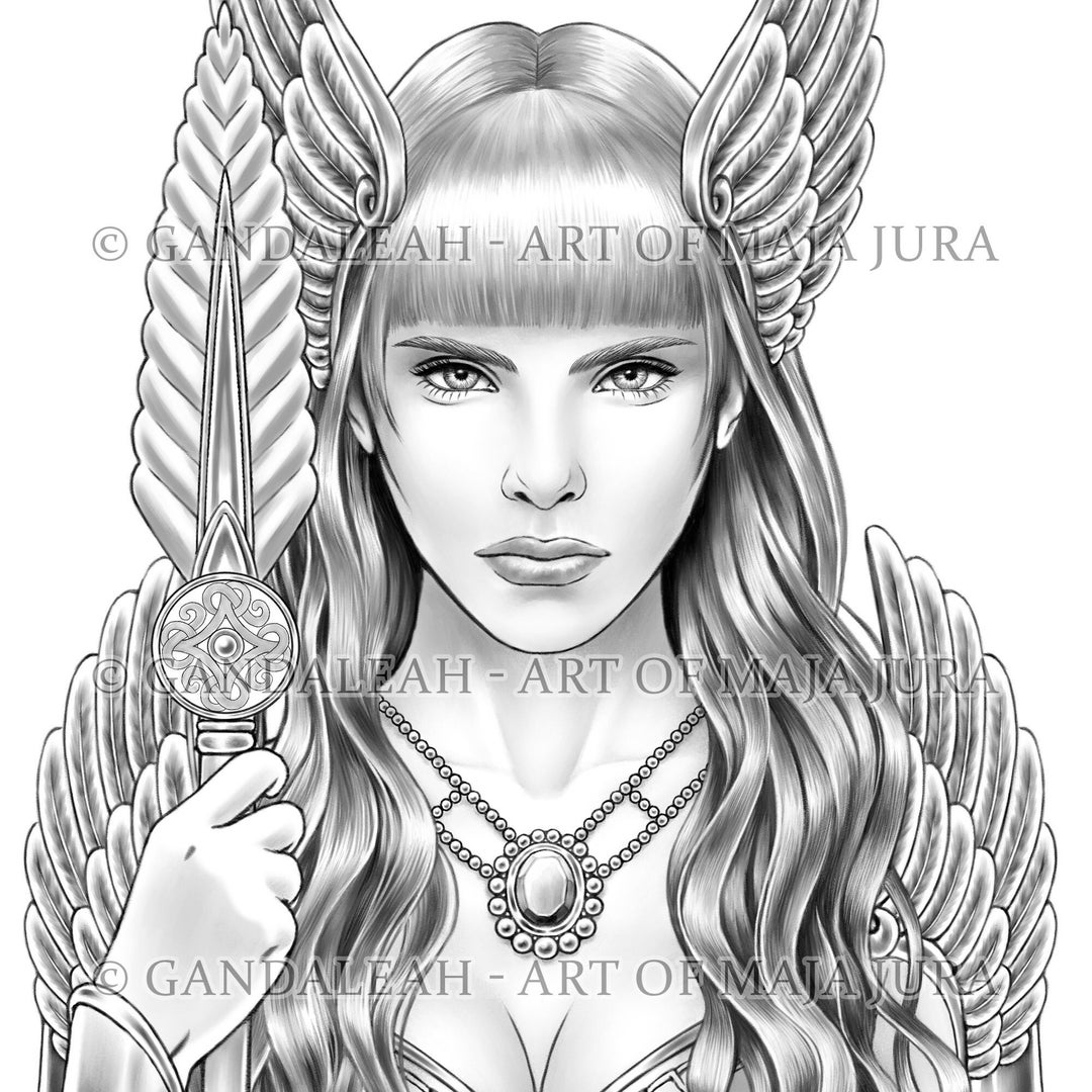 Valkyrie Gandaleah Coloring Pages Printable Hand Drawn Portrait ...