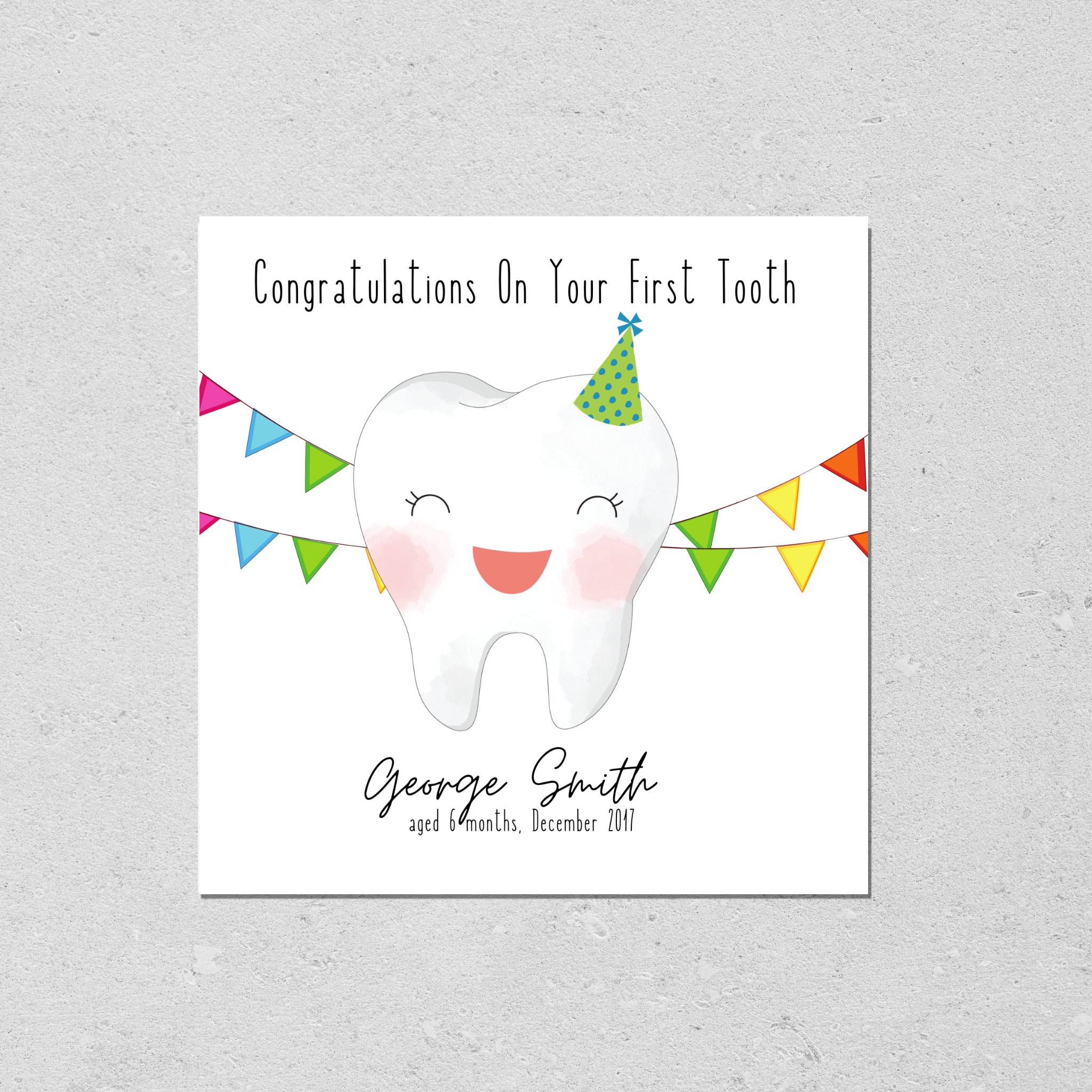 Congratulations On Your First Tooth Personalised Baby | Etsy