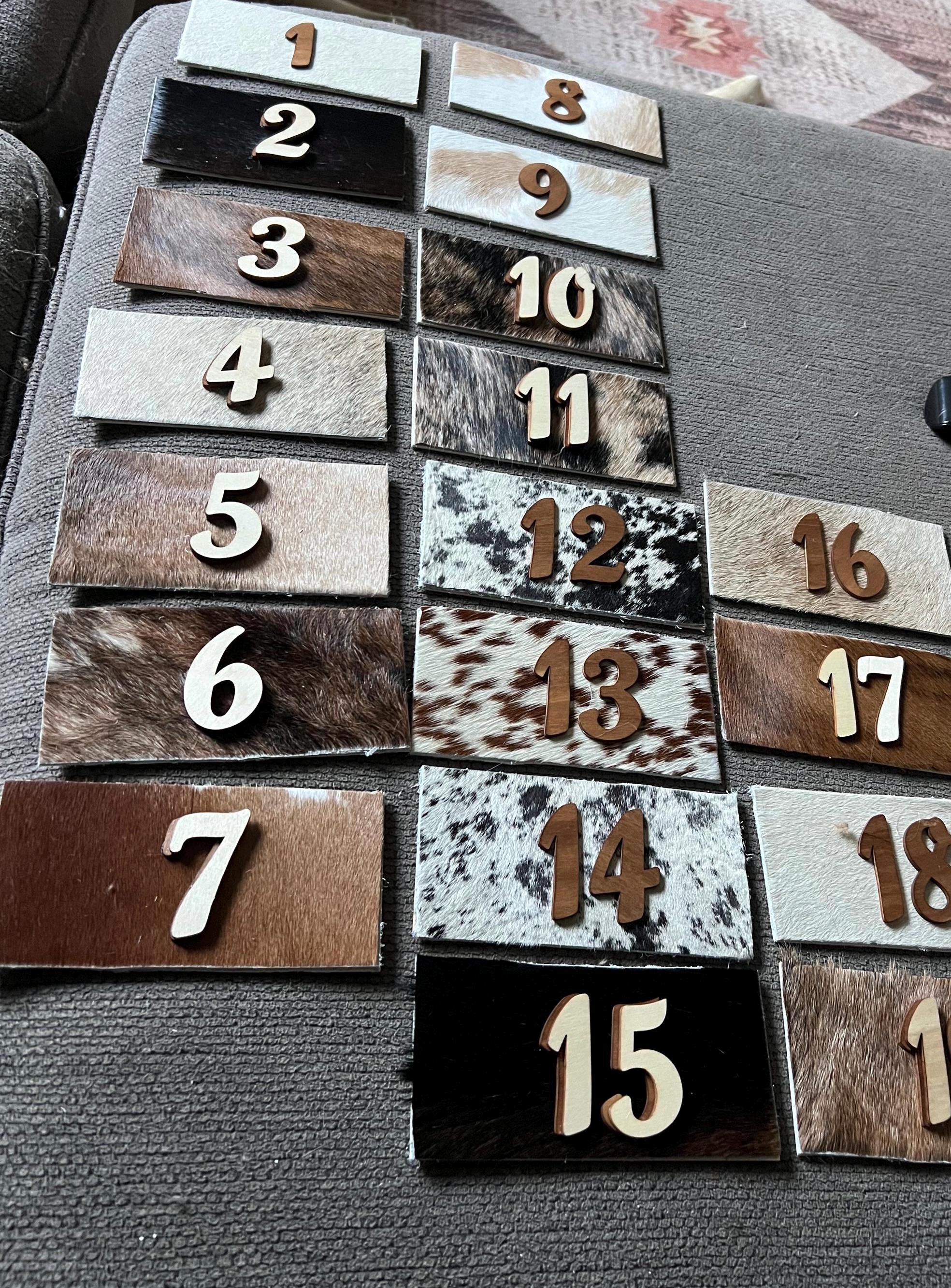 Authentic Cowhide Table Numbers - Etsy