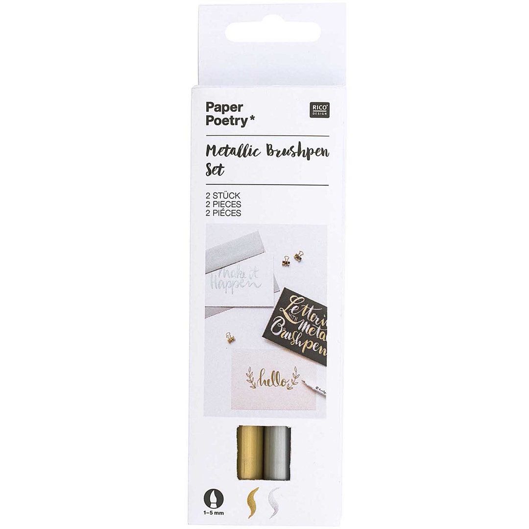 Rico Design Paper Poetry Metallic Brushpens Gold-silver 2 Pieces ...