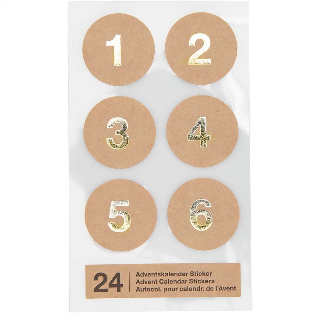 Rico Design Paper Poetry Advent Calendar Sticker Kraft Paper Gold 24 ...
