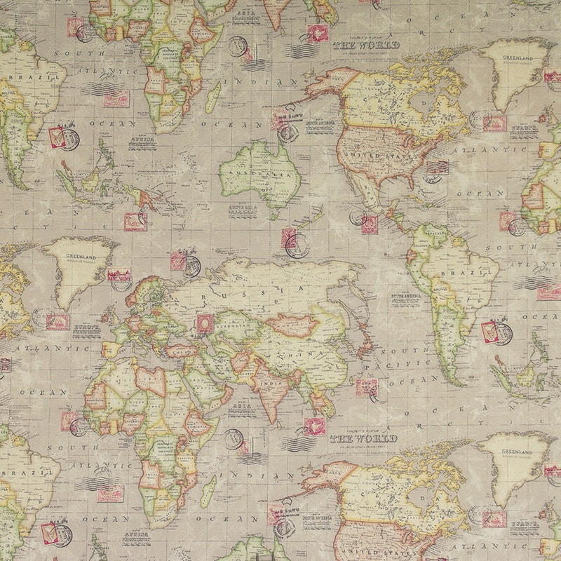Map Fabric - Etsy UK