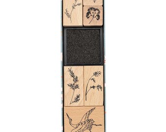 Rico Design Paper Poetry Stamp Set Jardin Japonais Crane 6 Stamps Crane ...