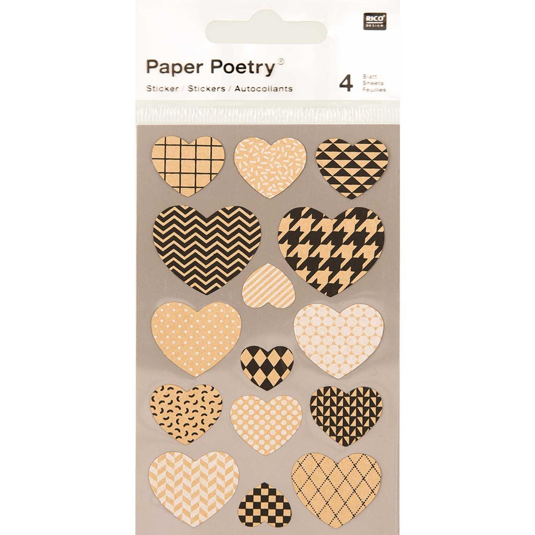 Rico Design Paper Poetry Kraft Paper Sticker Hearts 4 Sheets - Etsy