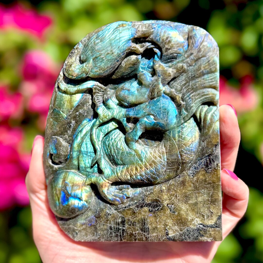 Statement Piece Labradorite Dragon Carving - Etsy