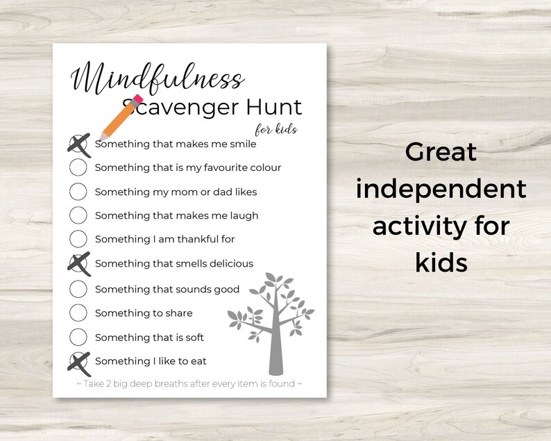 Mindfulness Scavenger Hunt Bundle for Kids and Adults, Quarantine ...