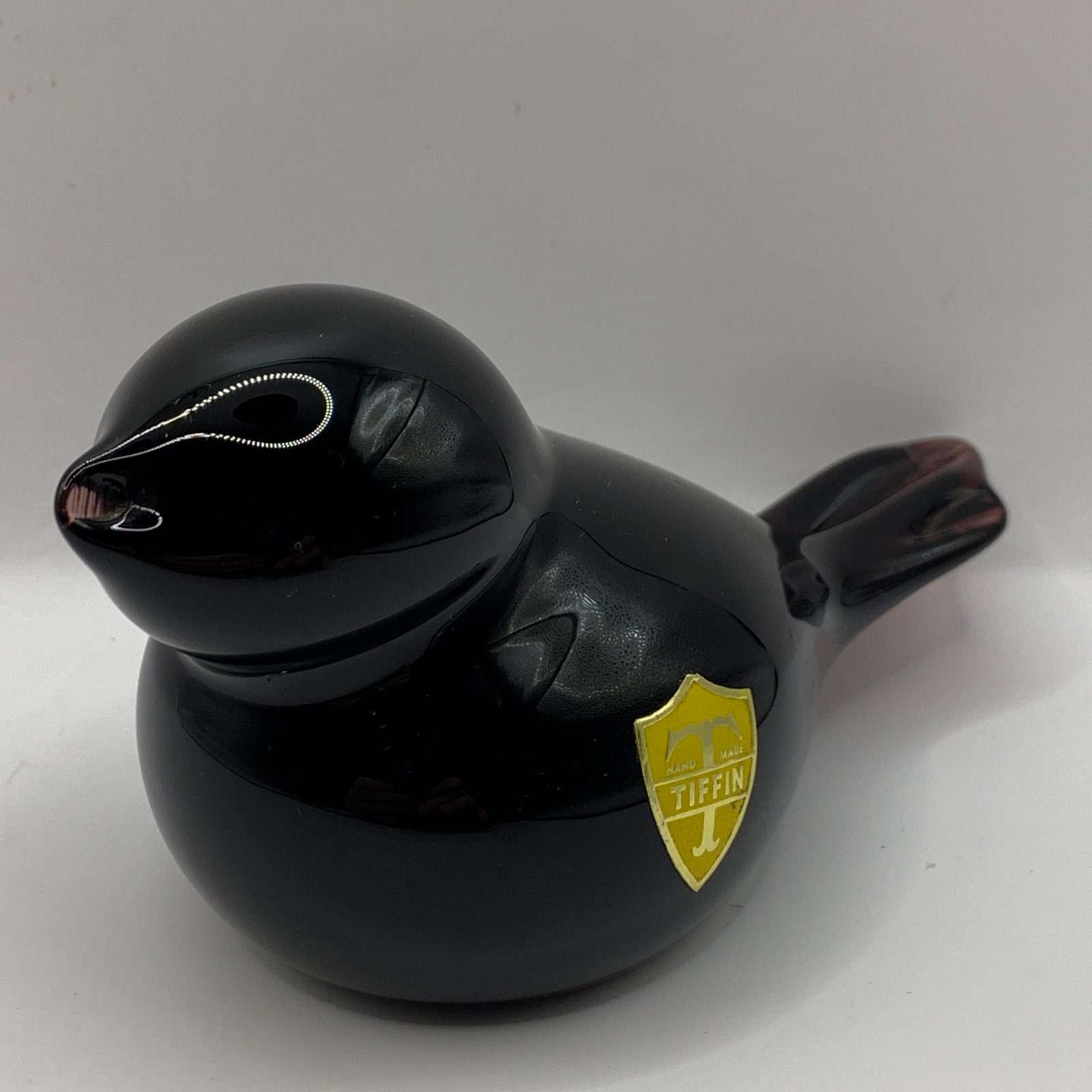 Maxwell Crystal Tiffin Art Glass Amethyst Dark Purple Bird Paperweight ...