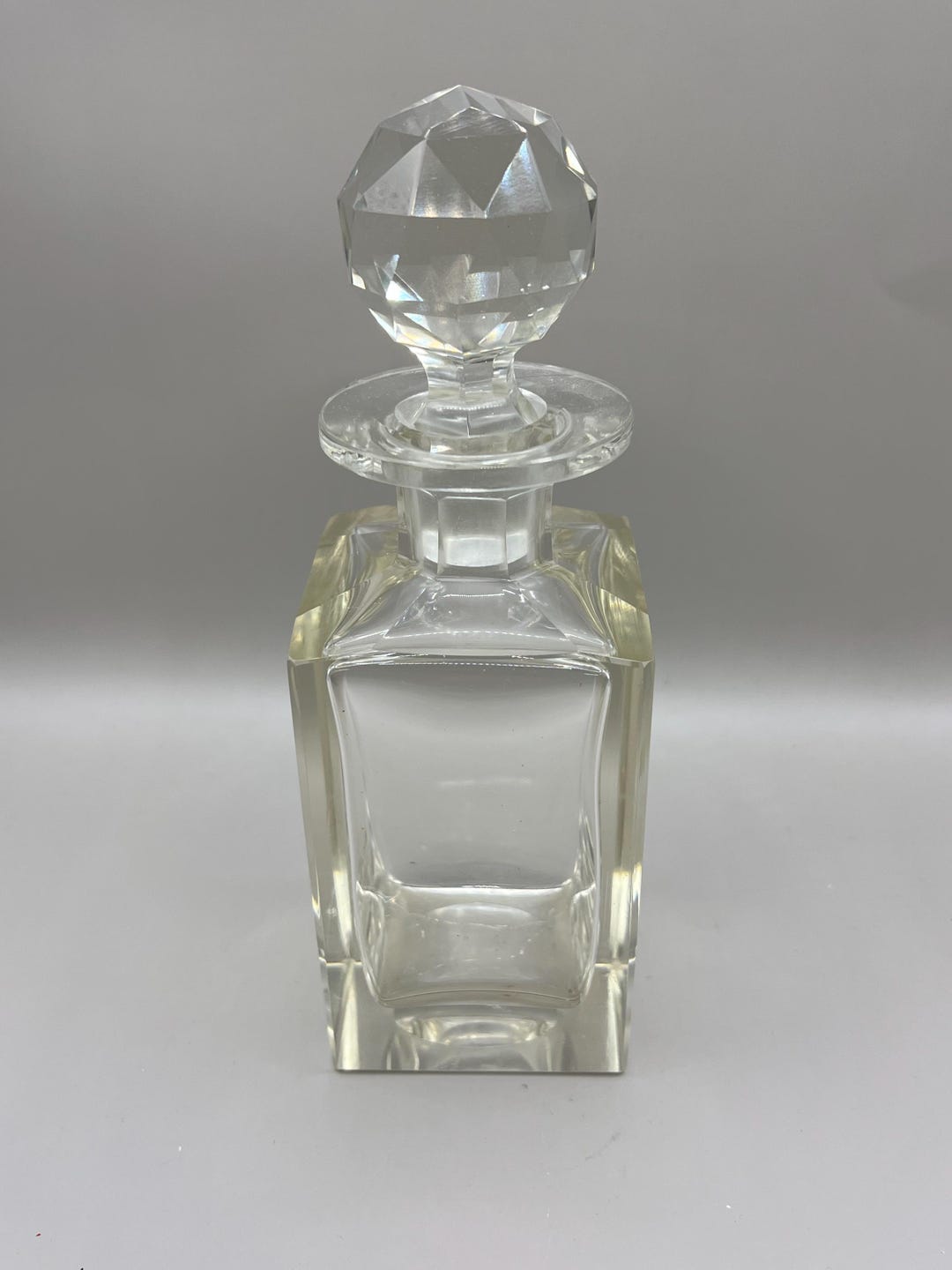 Vintage Small Crystal Glass Decanter 4” Bottle 8.5” Total Minor Chips ...