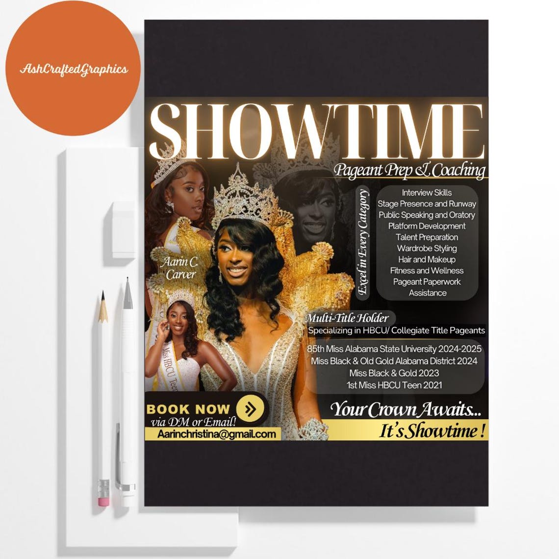 Editable Showtime Pageant Prep & Coaching Flyer for HBCU Titles Custom ...