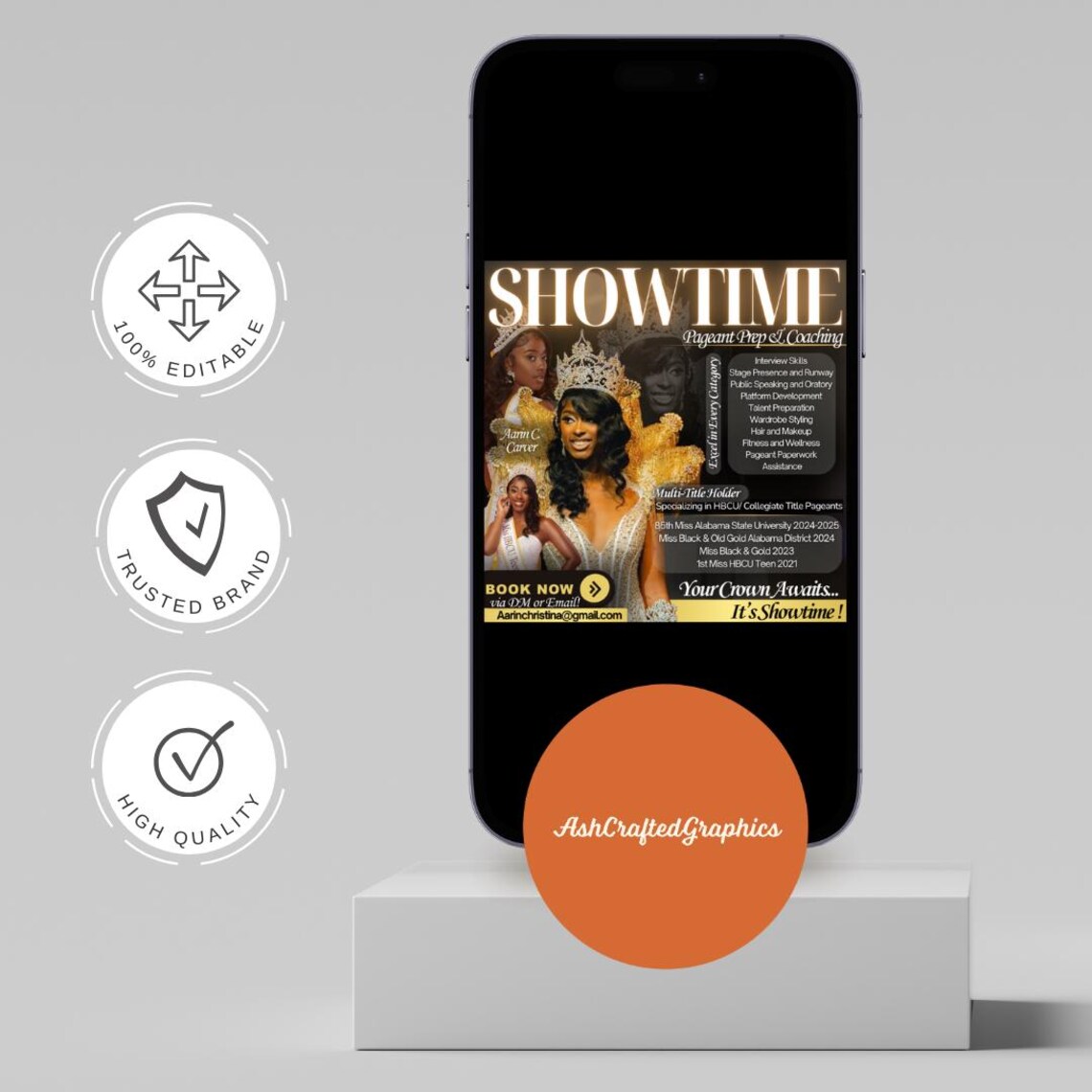 Editable Showtime Pageant Prep & Coaching Flyer for HBCU Titles Custom ...
