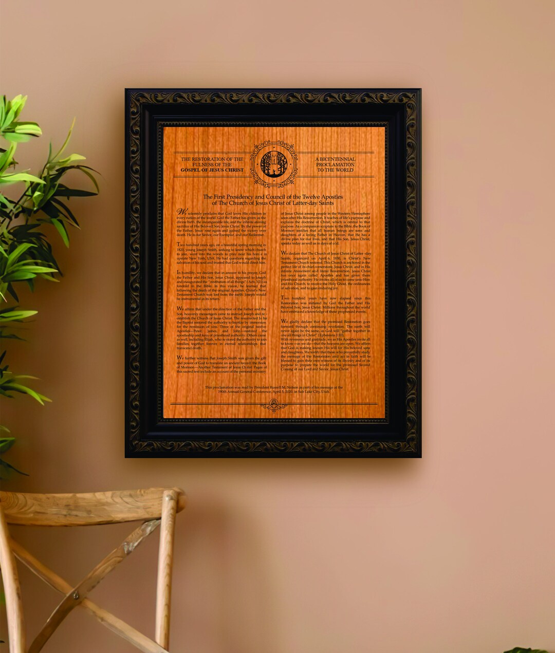 Engraved Wood LDS Proclamation: Restoration Bicentennial Art - Etsy