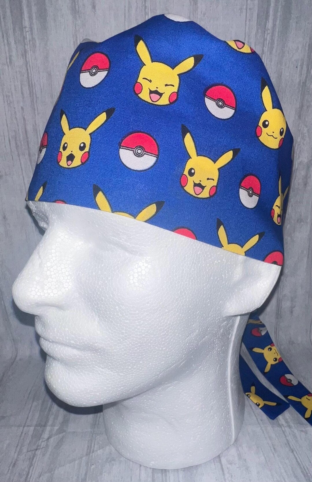 Surgical/scrub Cap With Ties in Back - Pokemon Pikashu Print - Etsy