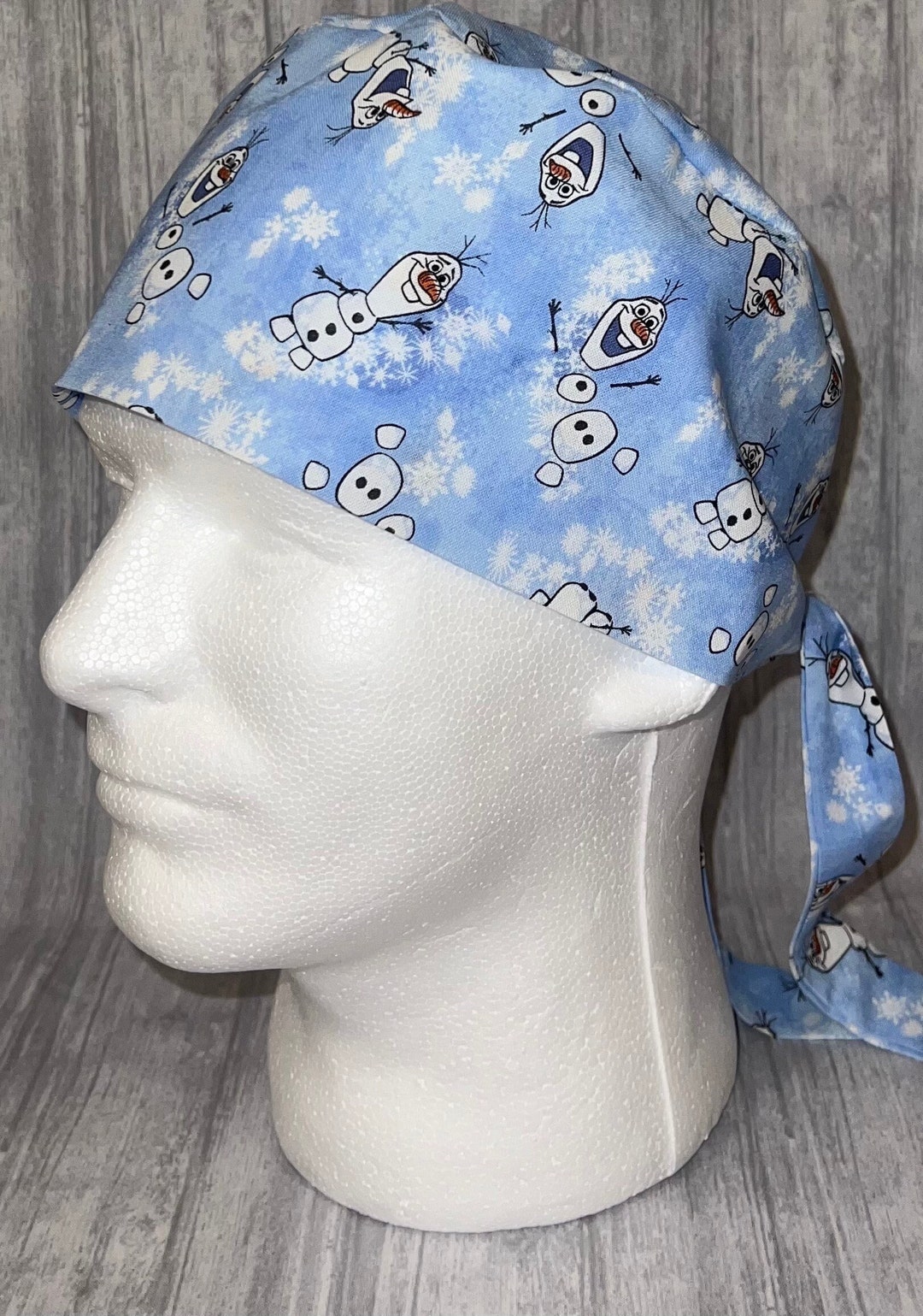 Surgical/scrub Cap With Ties in Back Olaf From Frozen - Etsy