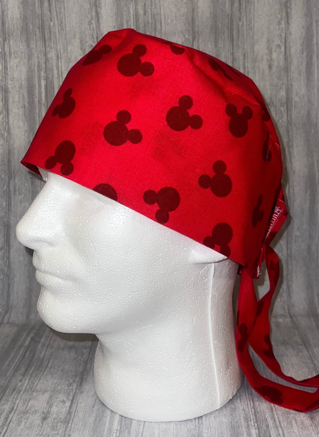Surgical/scrub Cap With Ties in Back - Red Shadow Mickey Mouse - Etsy