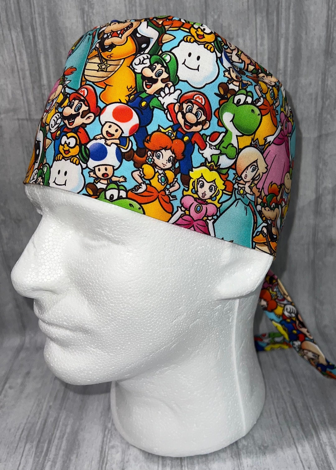 Surgical/scrub Cap With Ties in Back - Nintendo Super Mario Bros Packed ...
