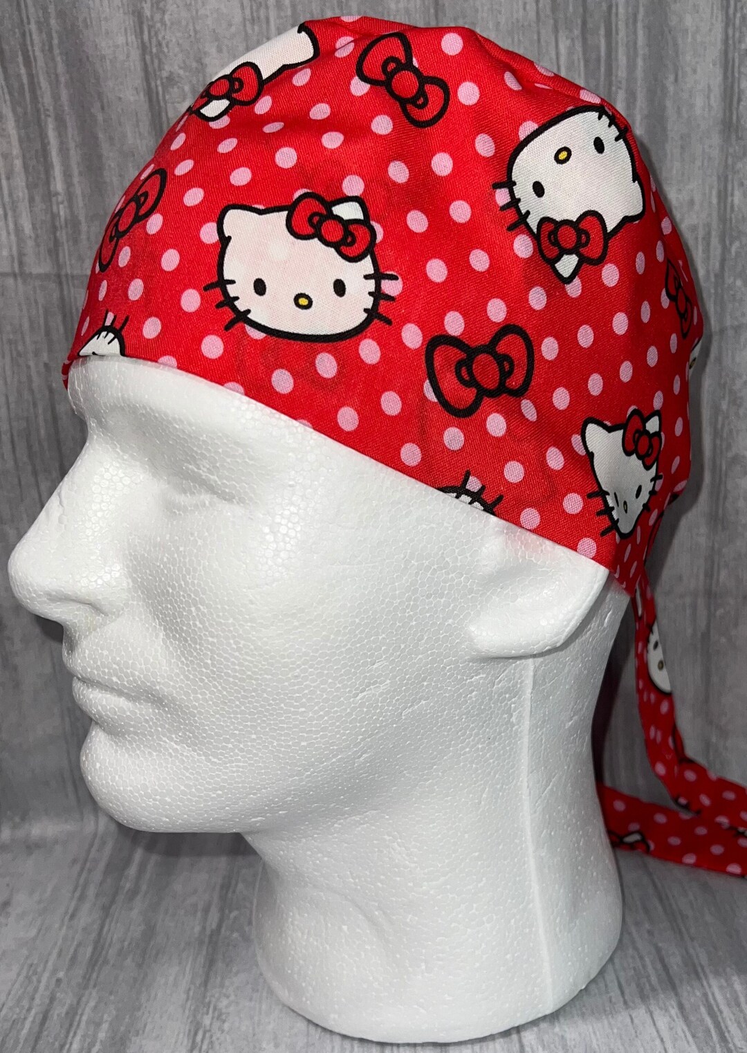 Surgical/scrub Cap With Ties in Back - Hello Kitty Polka Dot Print - Etsy