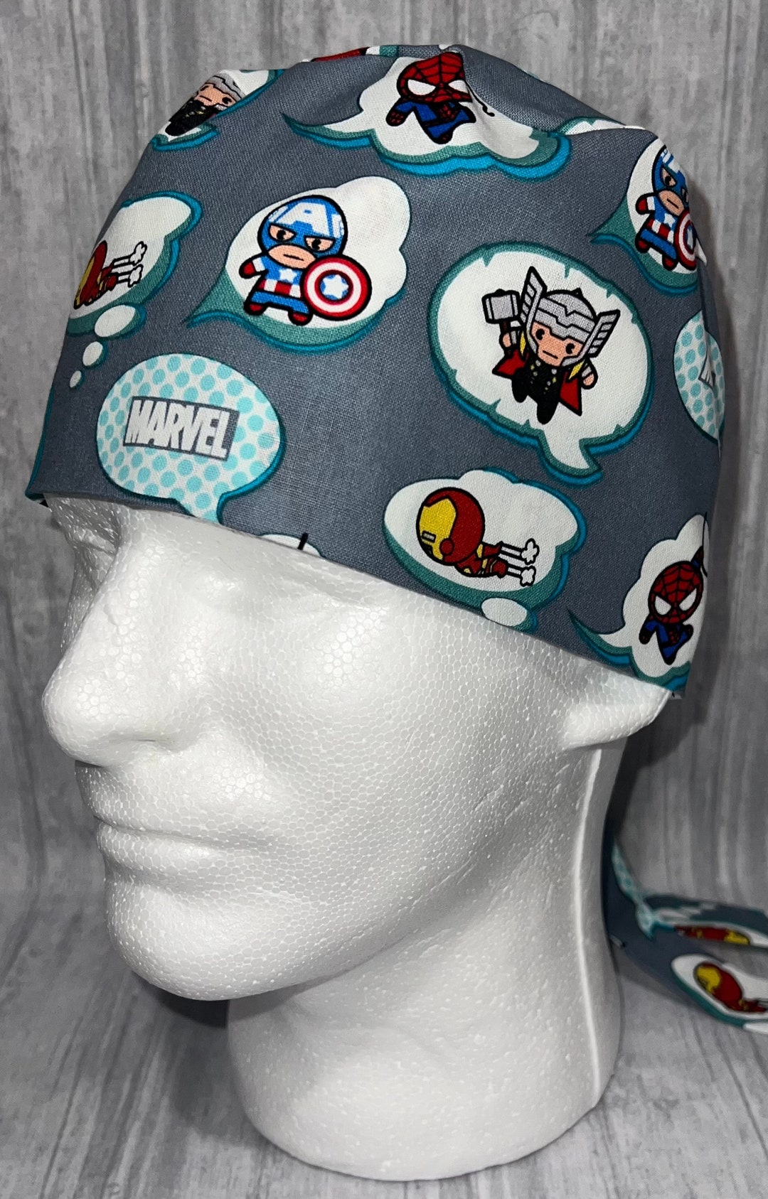 Surgical/scrub Cap With Ties in Back Marvel Avengers Cute Characters ...