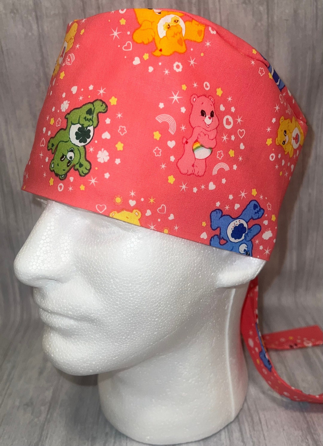 Surgical/scrub Cap With Ties in Back - Care Bares Coral Print - Etsy