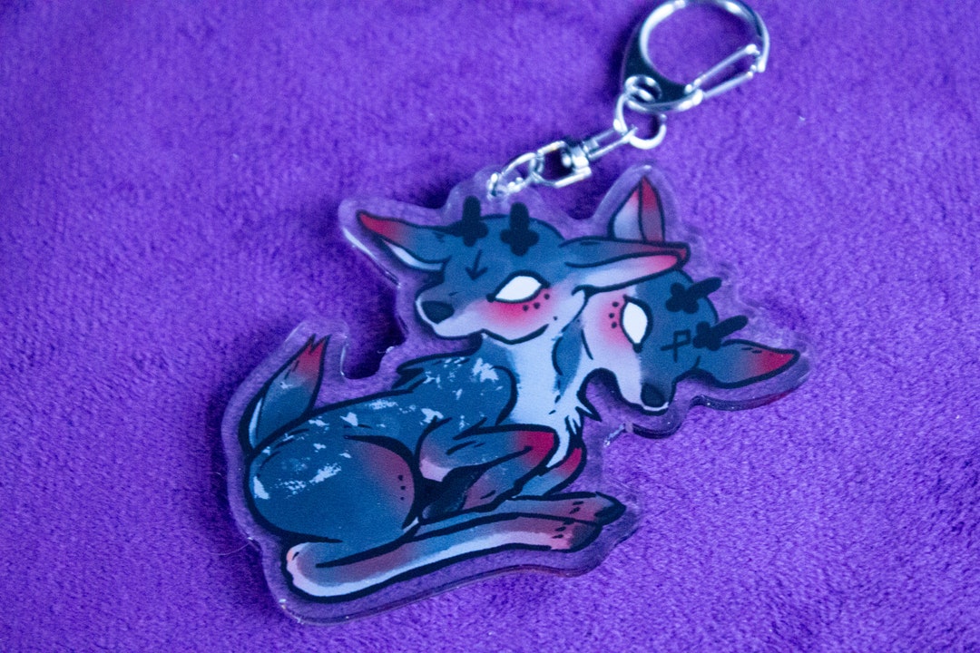 Black Double Headed Deer Fawn Oddity Keychain Acrylic - Etsy