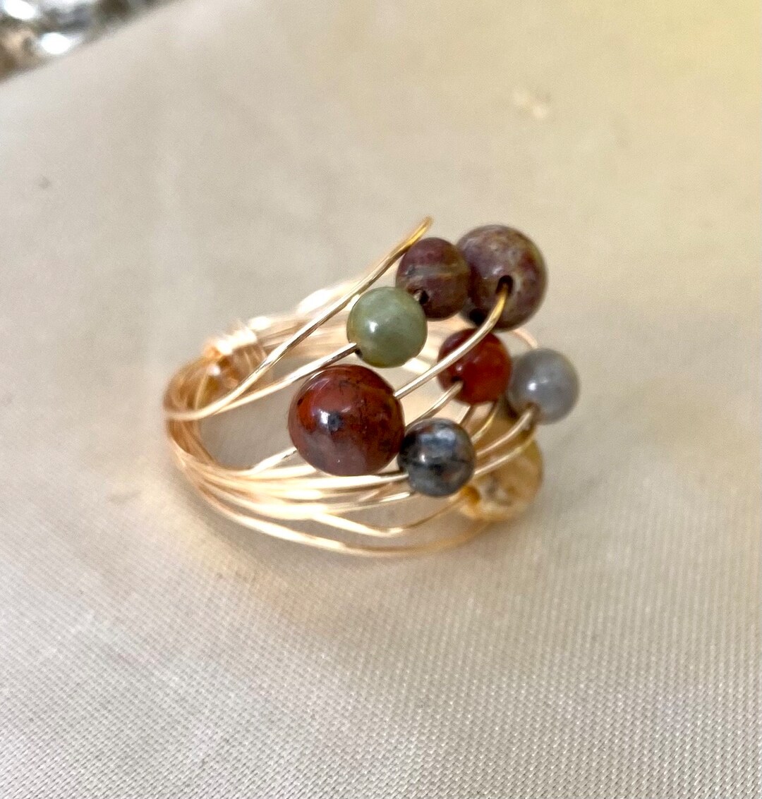 Multi-layered Stone Wire Ring - Etsy