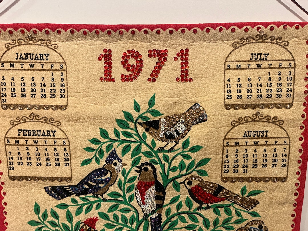 1971 Hand Embelleshied Sequin Calendar - Etsy