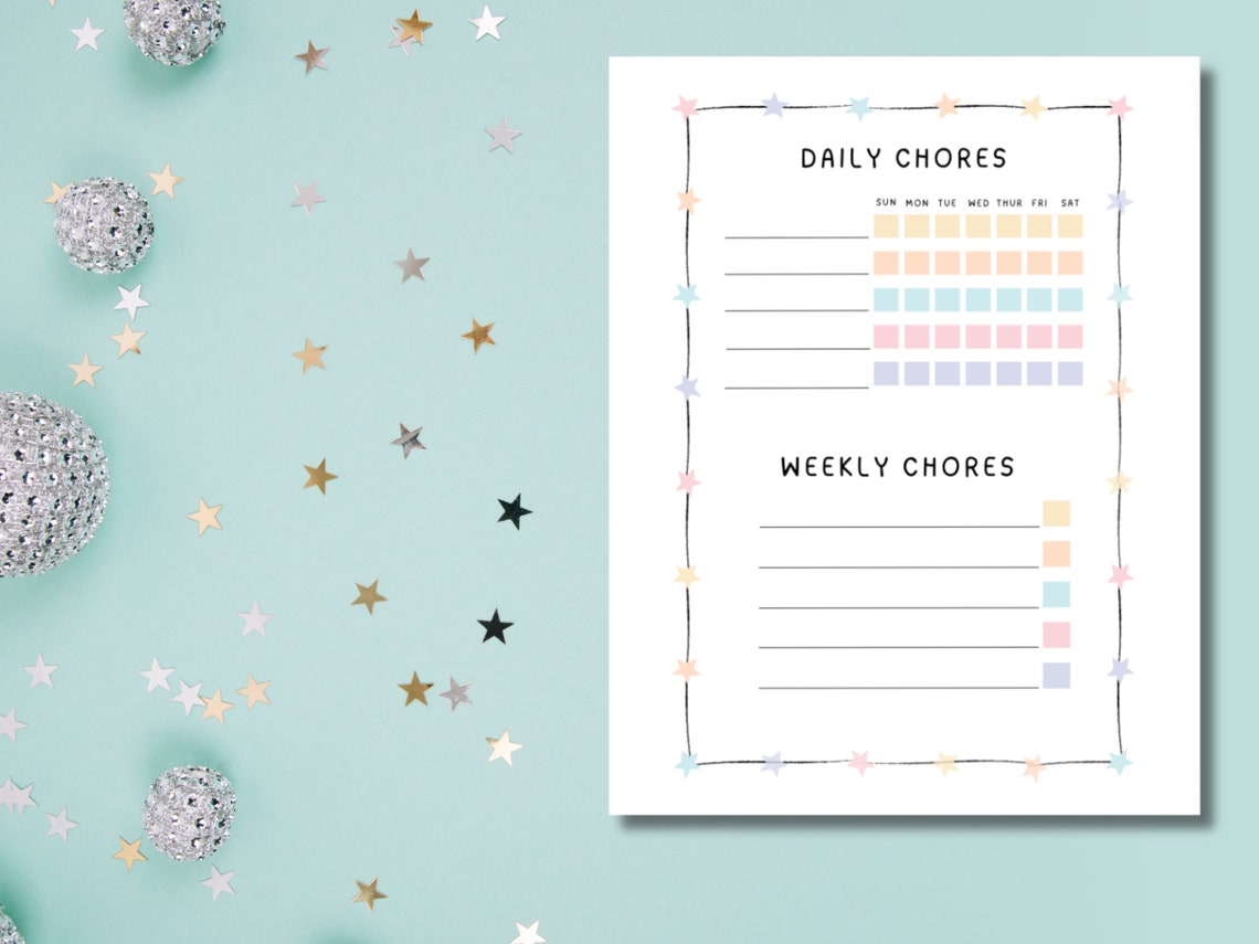Instant Download Chore List Printable Daily Chore Schedule Weekly ...