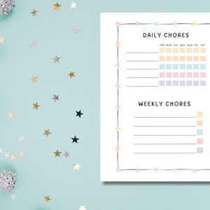 Instant Download Chore List Printable Daily Chore Schedule Weekly ...