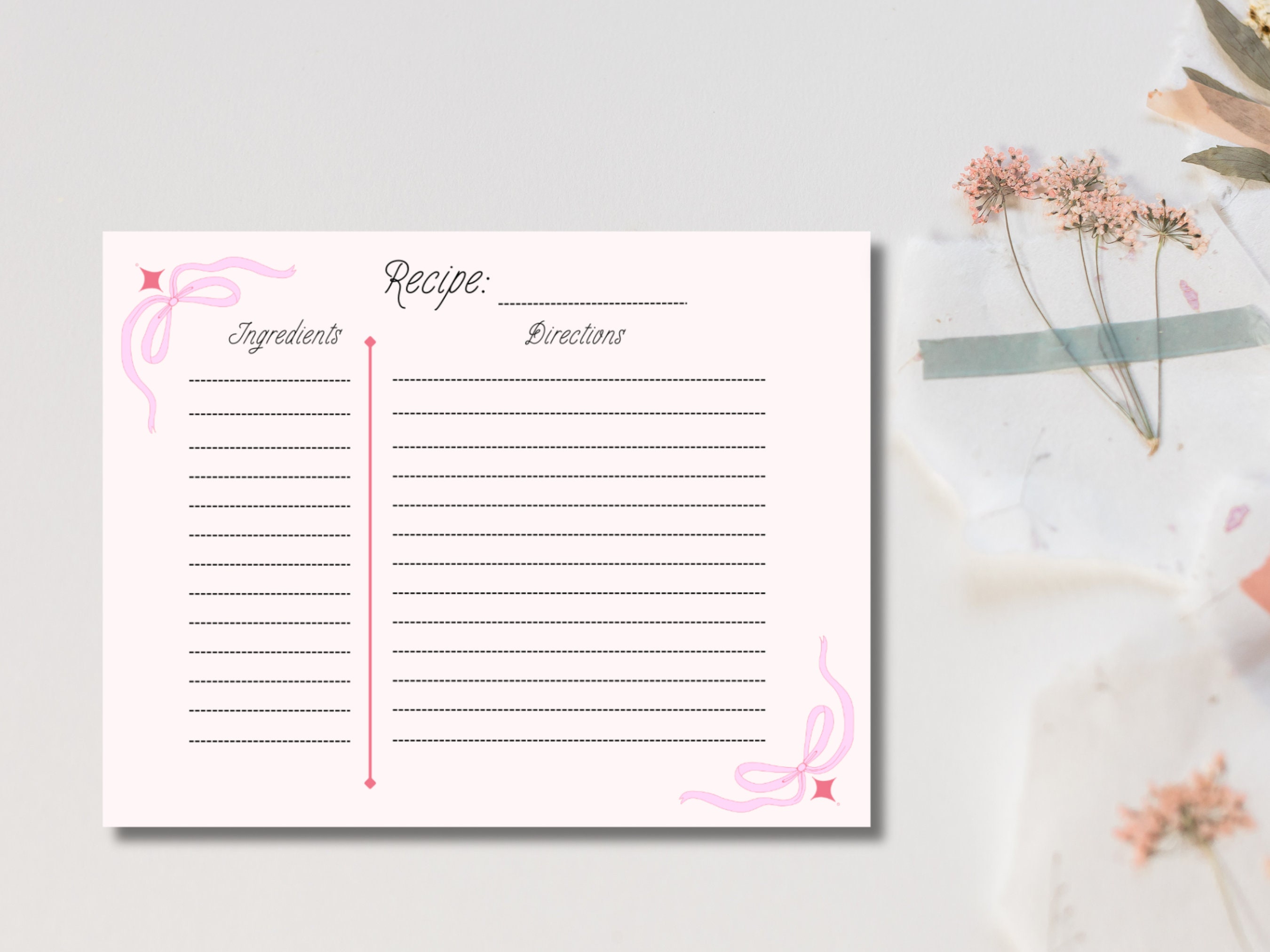 Instant Download Recipe Card Digital Recipe Card Family Recipe Organize ...