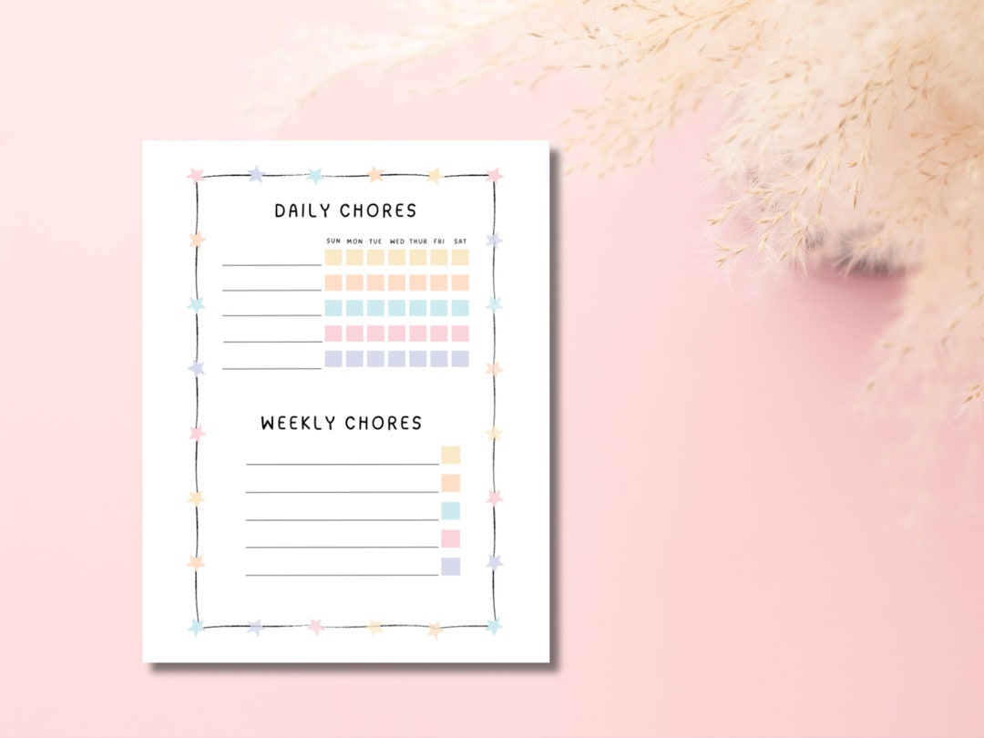 Instant Download Chore List Printable Daily Chore Schedule Weekly ...