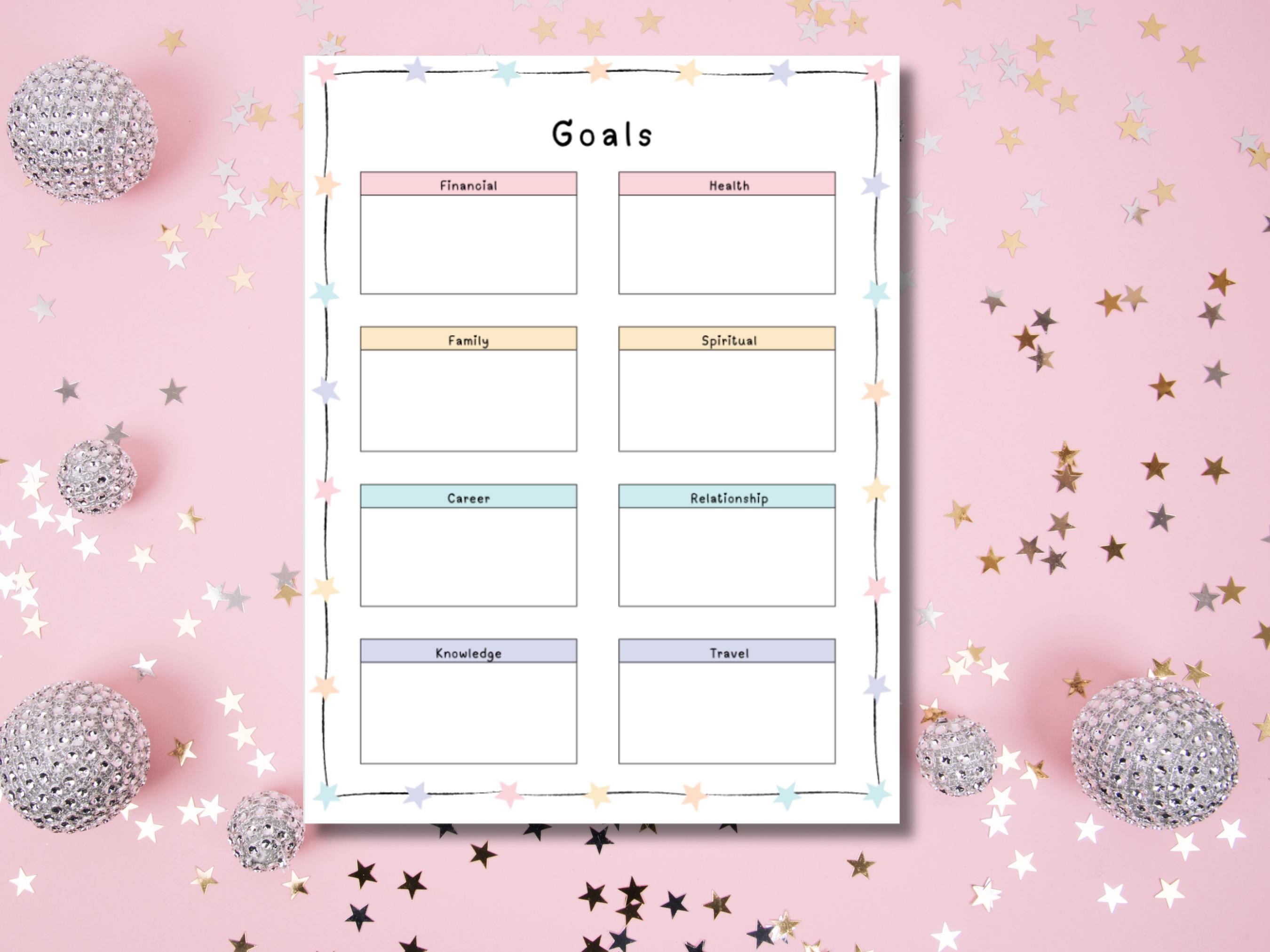 Instant Download Goals Printable Goals Tracker Short and Long Term ...
