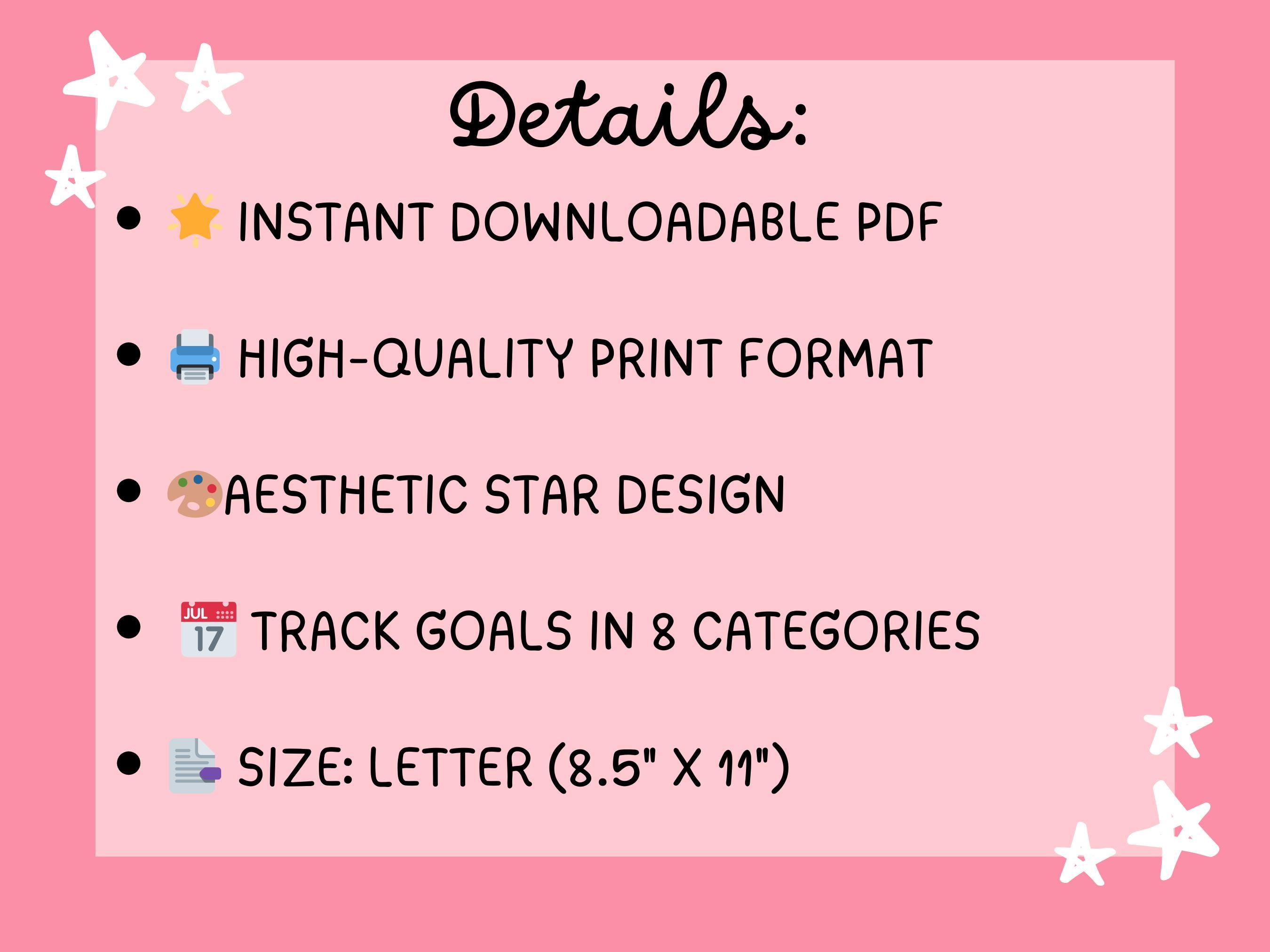 Instant Download Goals Printable Goals Tracker Short and Long Term ...