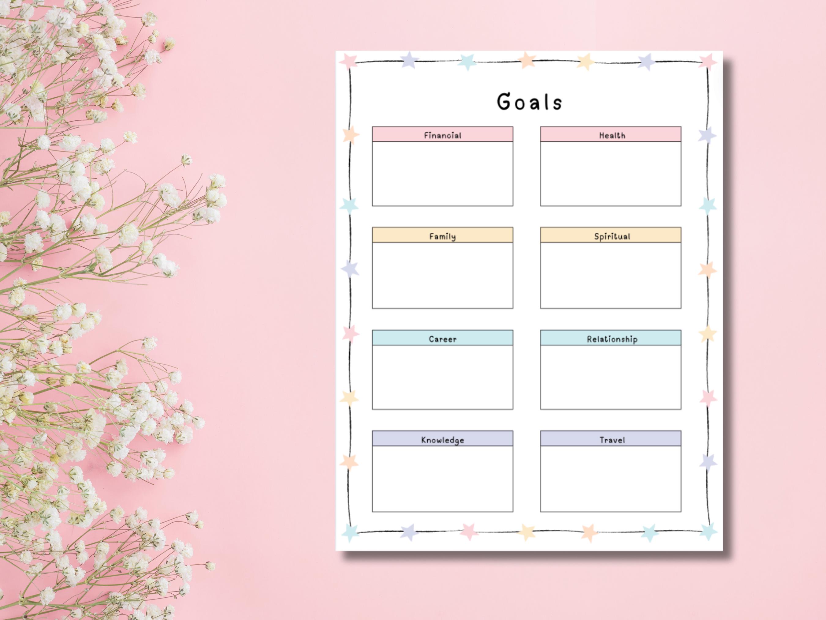 Instant Download Goals Printable Goals Tracker Short and Long Term ...