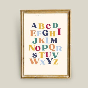 Eclectic Alphabet Nursery Wall Art, Colorful ABC Bedroom, Vintage ...