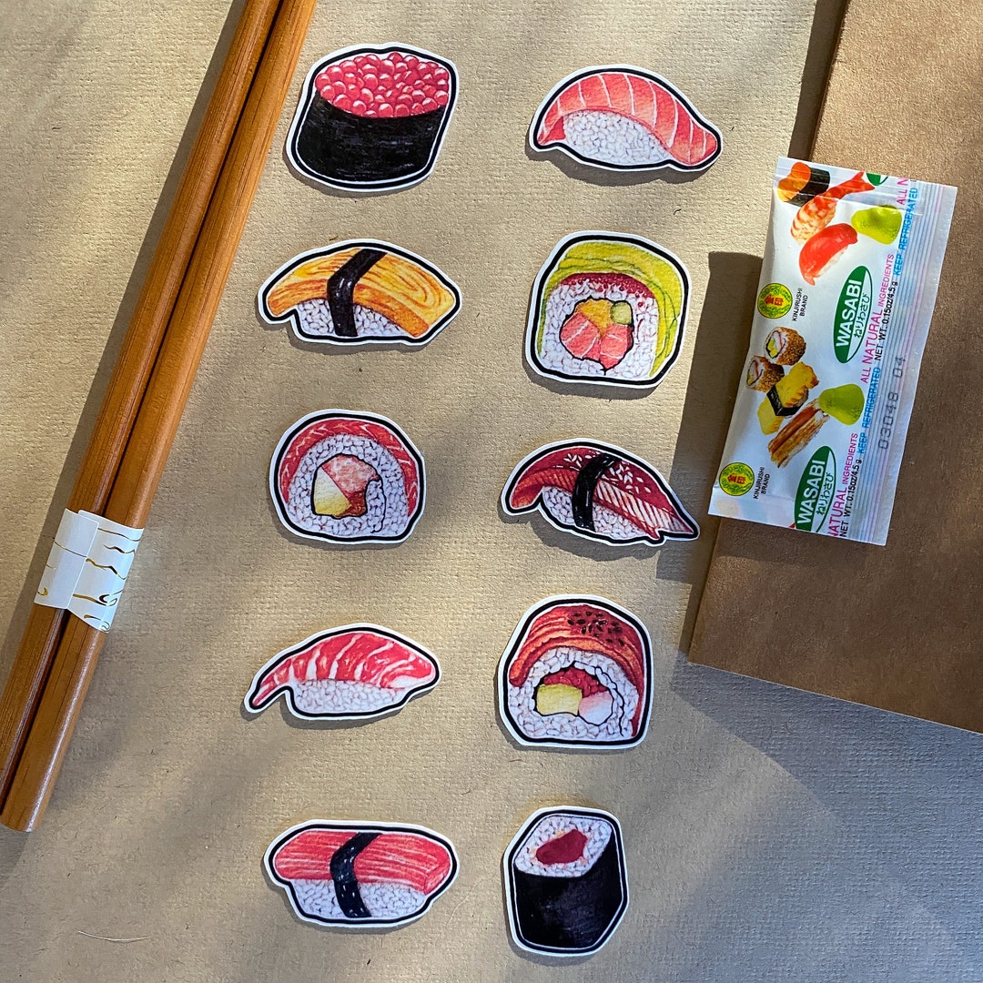 Sushi Sticker Pack, Nigiri, Maki, Ozhizushi, Gunkan, Japanese Foods - Etsy