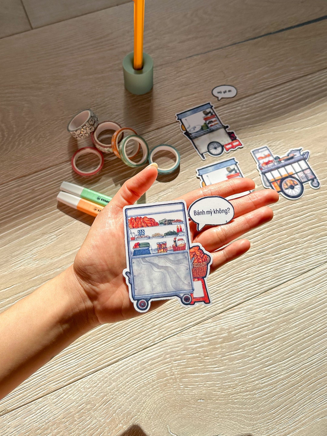 Asian Street-food Cart Sticker Set Banh Mi - Etsy