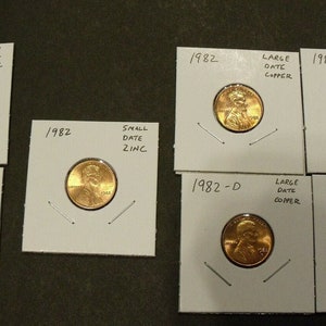 1982 Lincoln Memorial Cent Variety Set - Copper & Zinc, BU - All 7 1982 ...