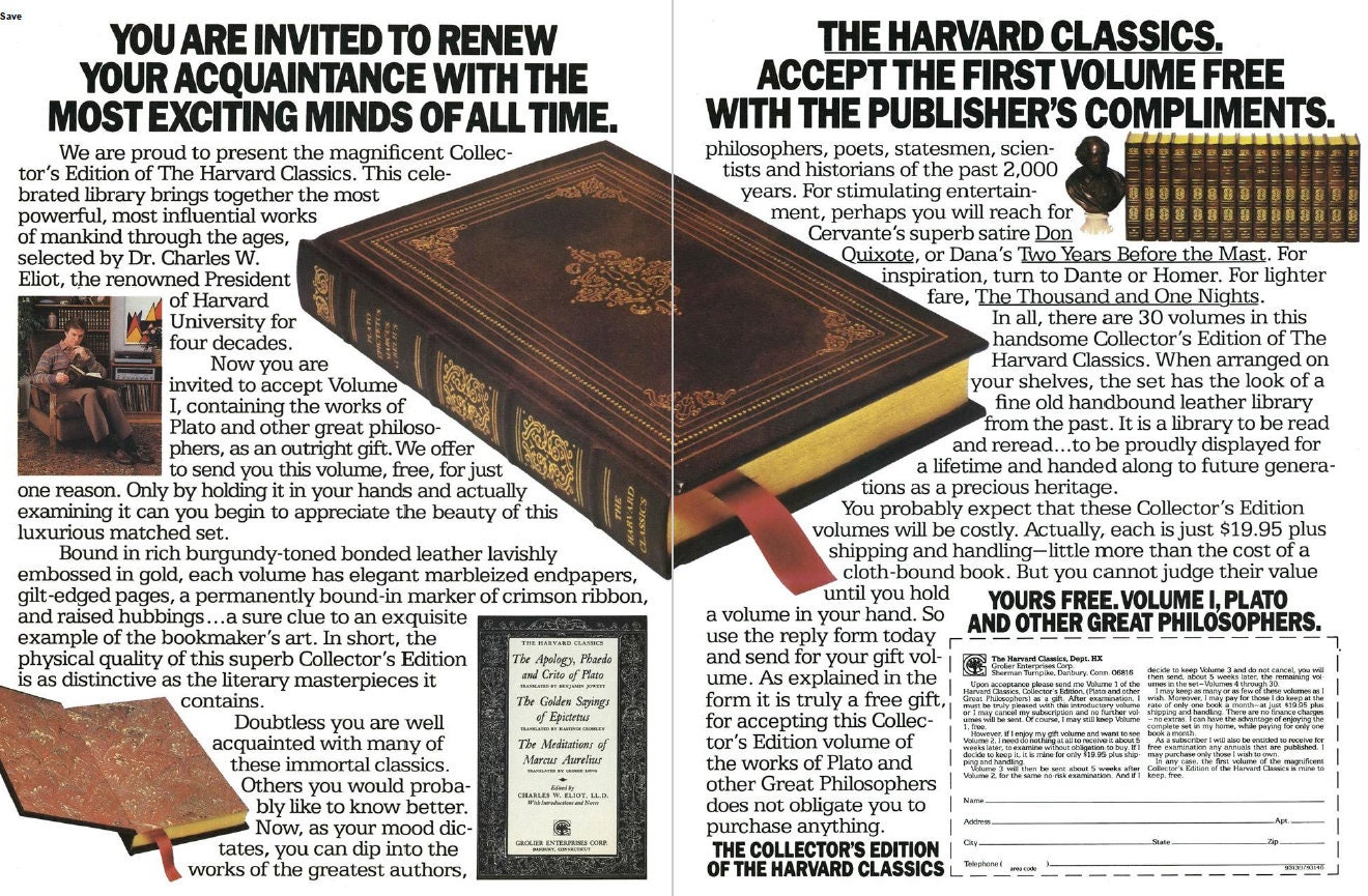 Harvard Classics grolier 30 Vols Collector's Ed. Leather RARE SET ...