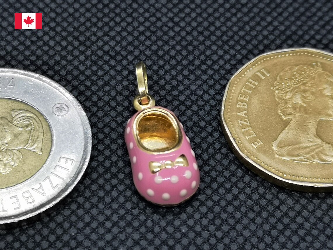 18k Yellow Solid Gold Pendant Beautiful Design With Pink and | Etsy