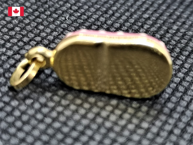 18k Yellow Solid Gold Pendant Beautiful Design With Pink and - Etsy