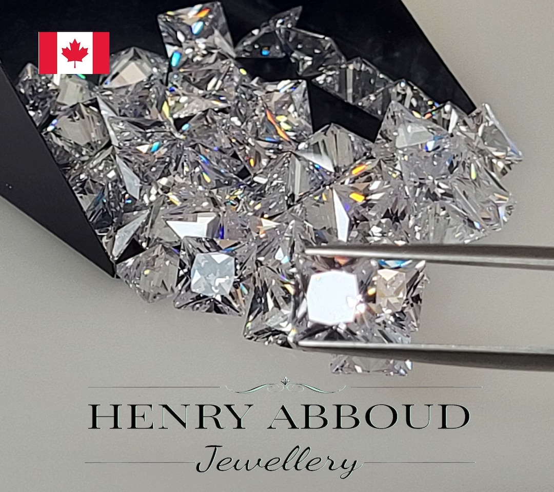 High Quality Princes Cut (SQUARE) Crystal Clear White Cubic Zirconia ...