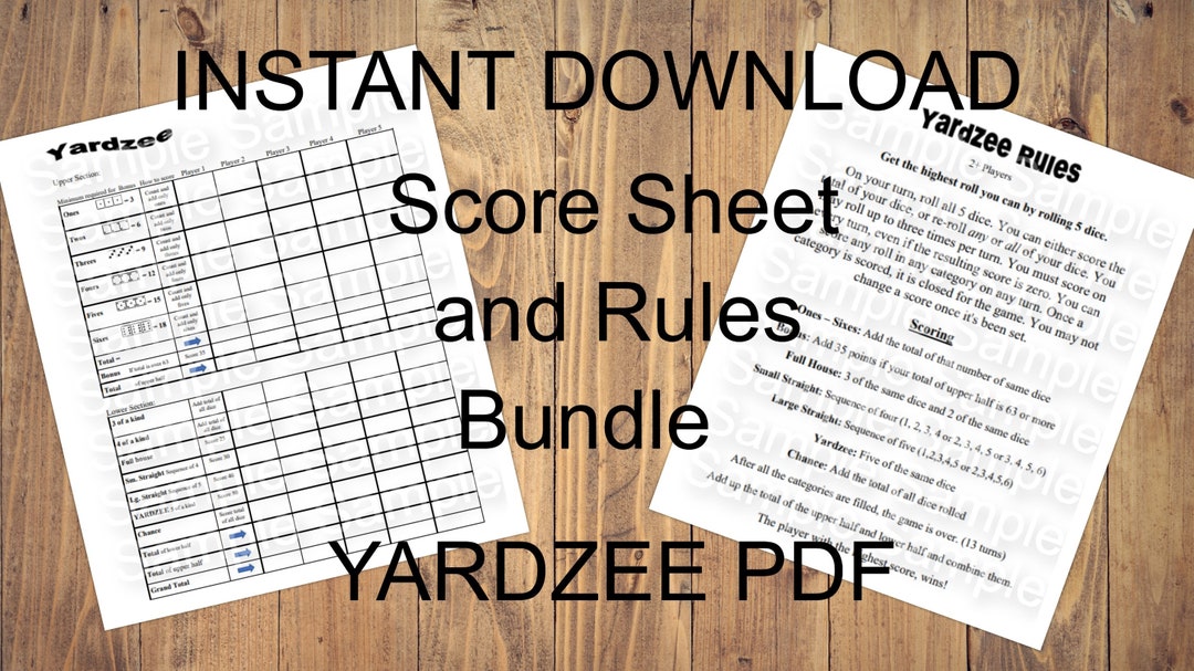 Printable Yardzee Bundle (rules & Score Sheet) - Etsy