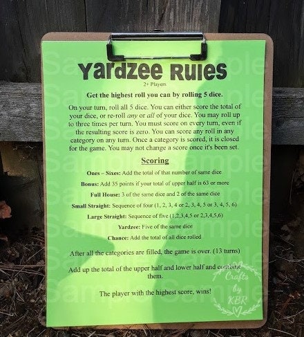 Yardzee Dice Yard Game Family Fun | Etsy